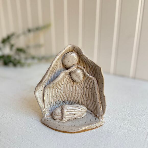 Vintage | Accents | Studio Pottery Holy Family Nativity Speckled Mary ...